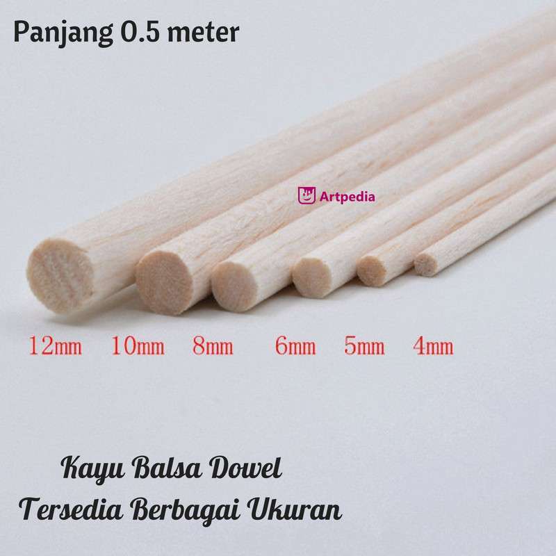 Jual Kayu Balsa Dowel 6mm Panjang 0.5 Meter / Balsa Dowle Ukuran 6mm di ...