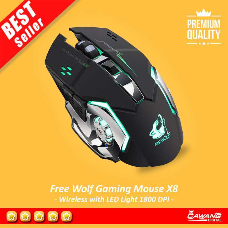 Jual Free Wolf Gaming Mouse Wireless LED Light 1800 DPI - X8 ...