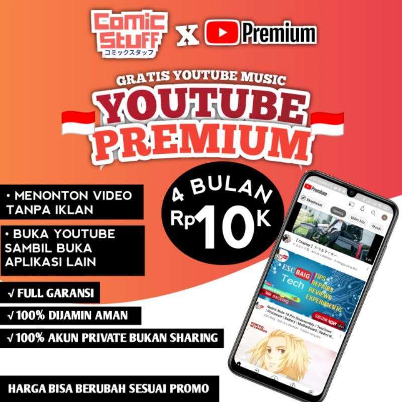 Jual PROMO YOUTUBE PREMIUM YT MUSIK PREMIUM TANPA IKLAN NO ADS FULL ...