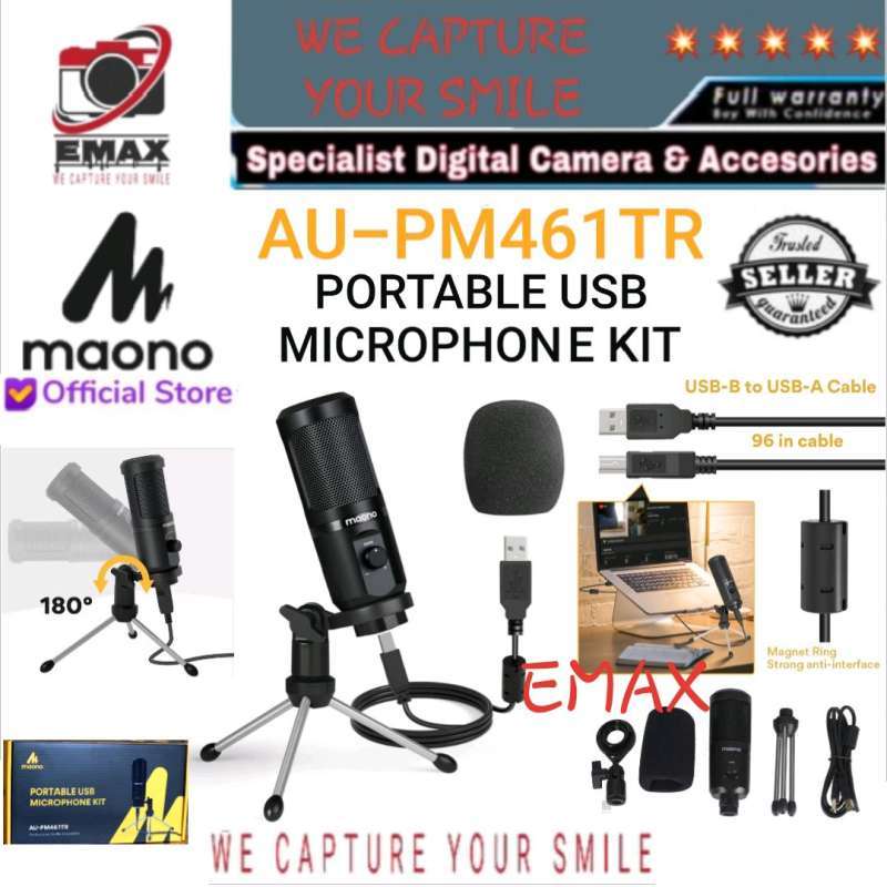 Jual Maono AU PM461TR USB Microphone Condensor Portable for PC Game ...