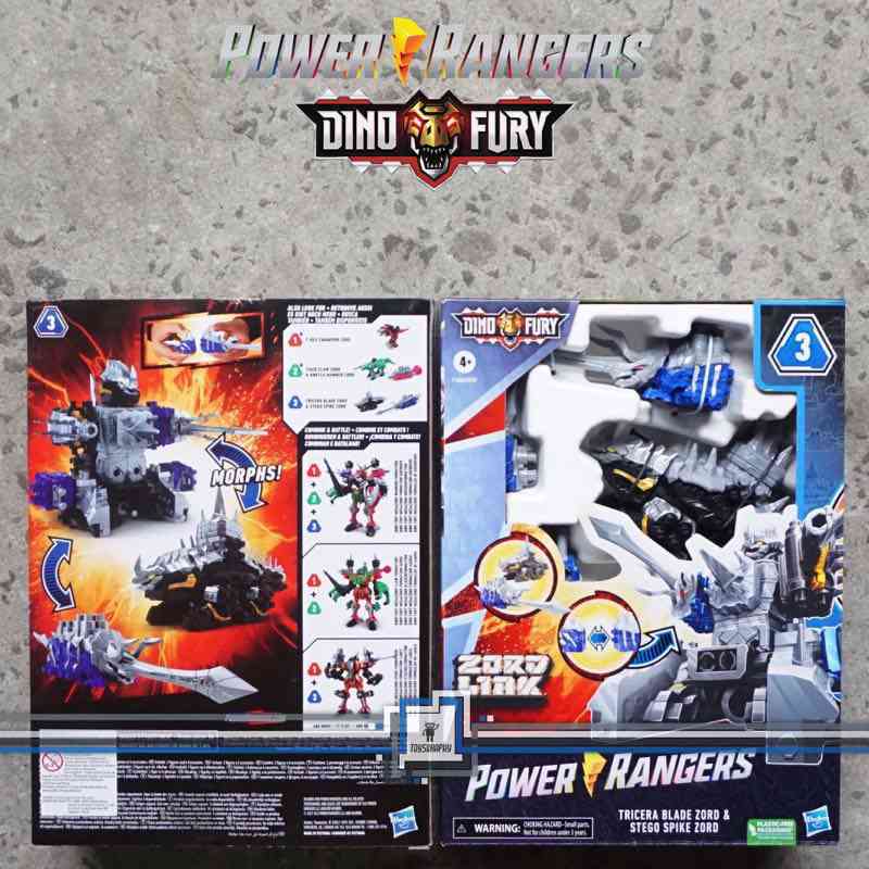 Jual Power Rangers Dino Fury Tricera Blade and Stego Spike Zord Blue ...