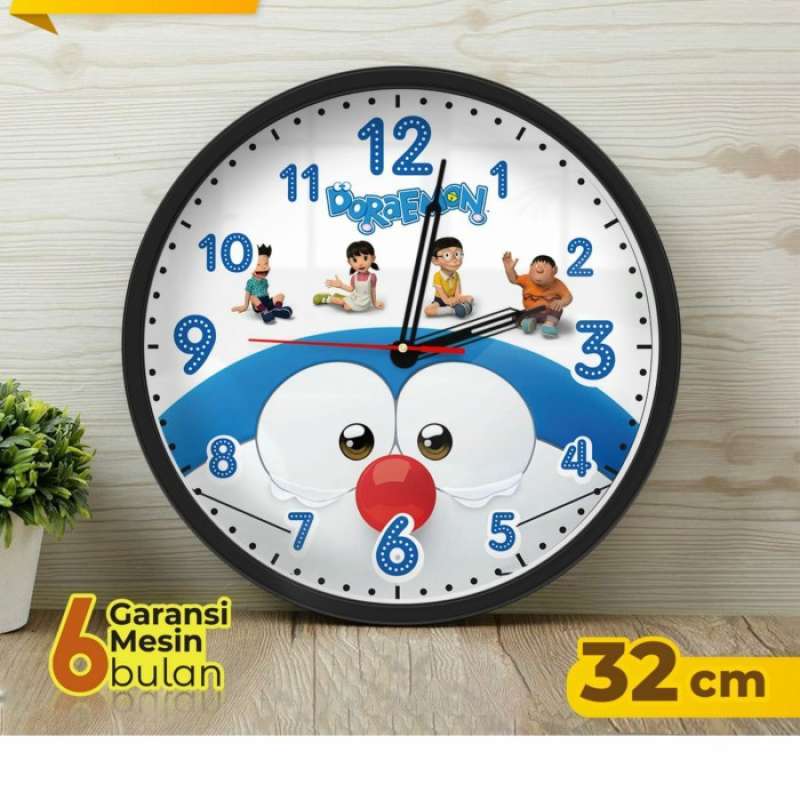 Promo JAM DINDING KARTUN DORAEMON 30CM - Hitam Diskon 35% di Seller ...