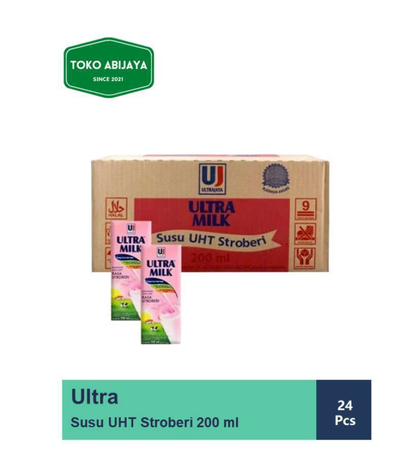 Jual Susu Ultra UHT Stroberi 200 ml 1 Dus (24 Pcs) di Seller Toko ...