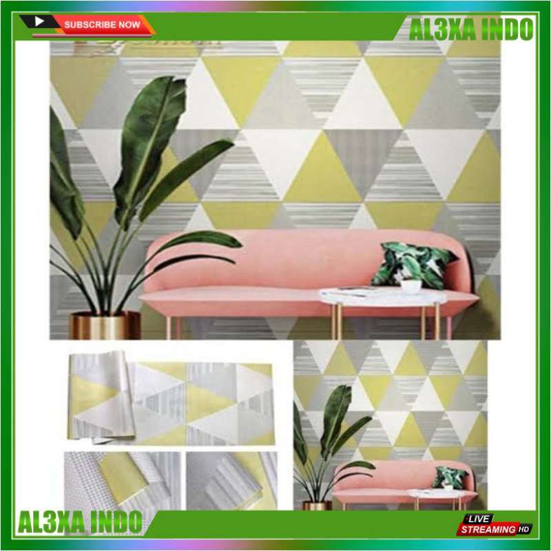 Jual Wallpaper Dinding Ukuran 45 Cm X 10 M Motif Segitiga Hijau Minima di Seller AL3XA INDO ...