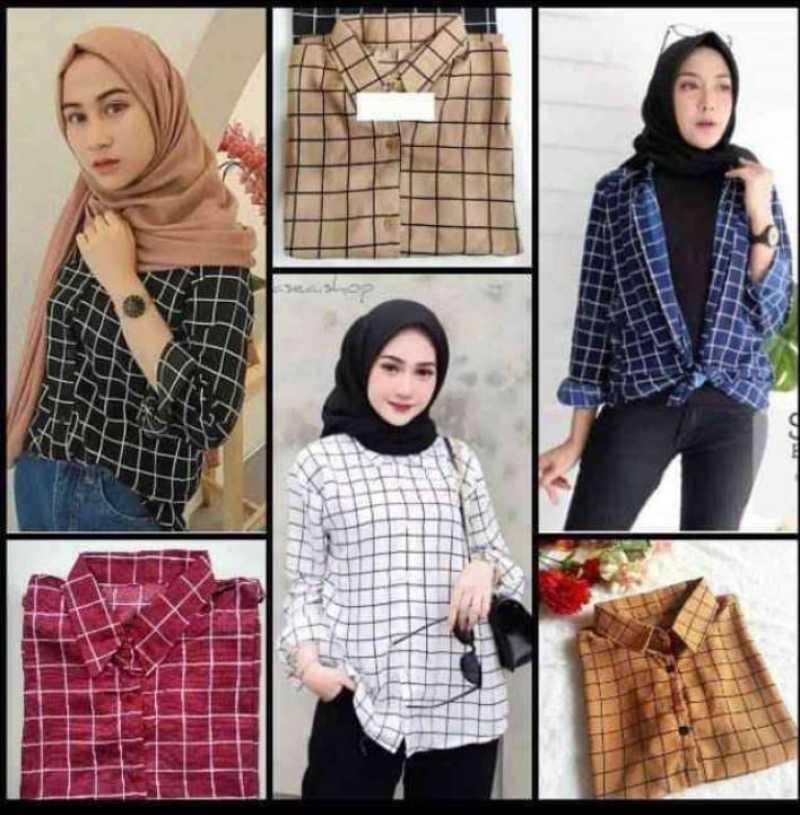 7 Inspirasi OOTD Hijab Kemeja Kotak-Kotak Biru - Blibli Friends