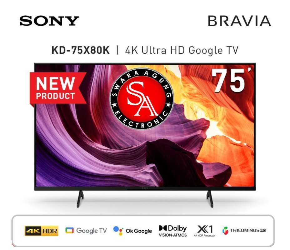 Promo Led Tv 75 Inch Sony 4k Uhd Android Tv Kd-75x80k Kd75x80k (khusus ...