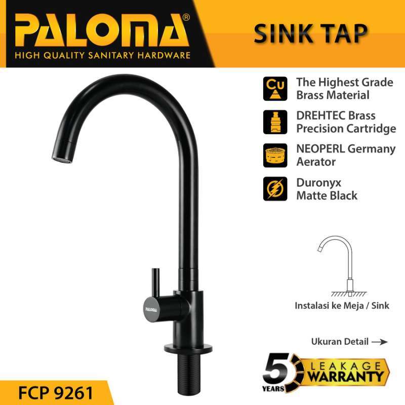 Jual PALOMA FCP 9261 Keran Sink Angsa Cuci Piring Dapur Wastafel Kran ...