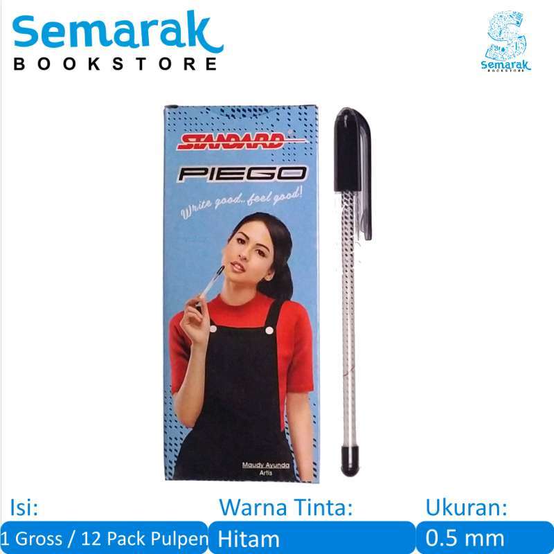 Jual Standard Piego Gel Pen Pena Jel 0.5 - Hitam [1 Gross / 12 Pack ...