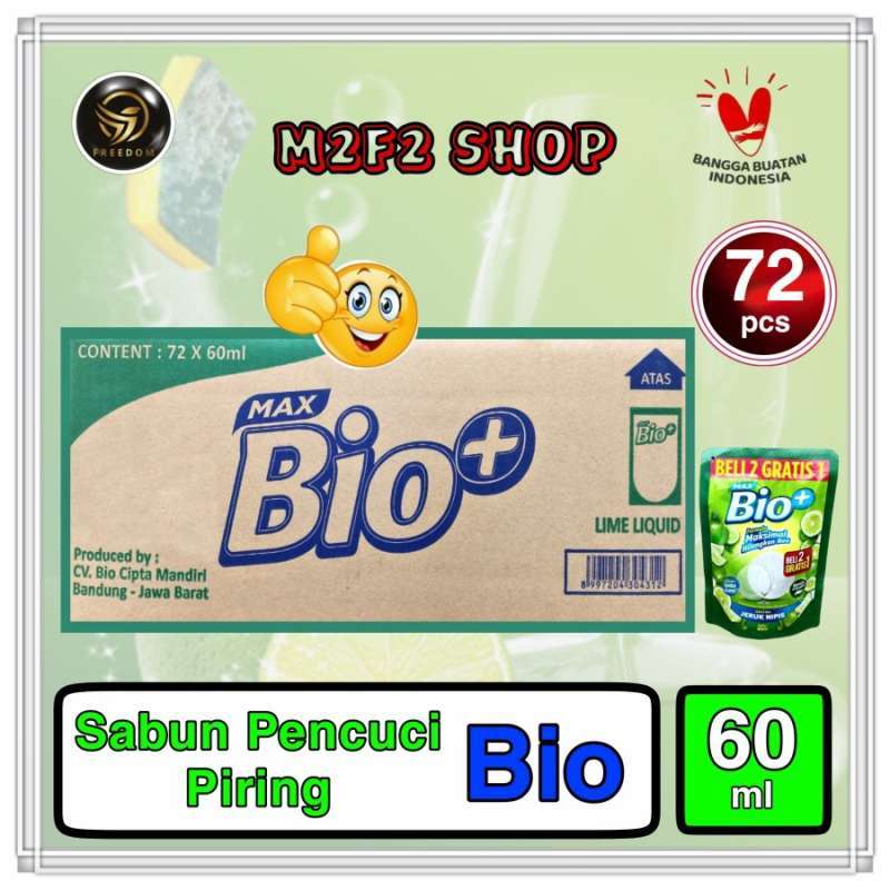 Promo Sabun Cair Cuci Piring Bio+ Plus Max Jeruk Nipis Sachet - 60 ml ...