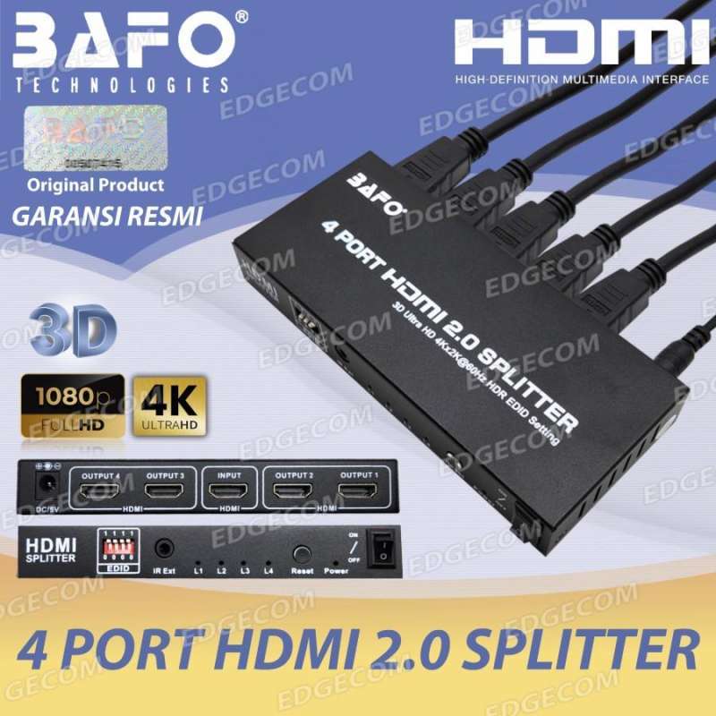 Jual Bafo Hdmi Splitter 4 Port Support 4kx2k Original Di Seller Edgecom ...