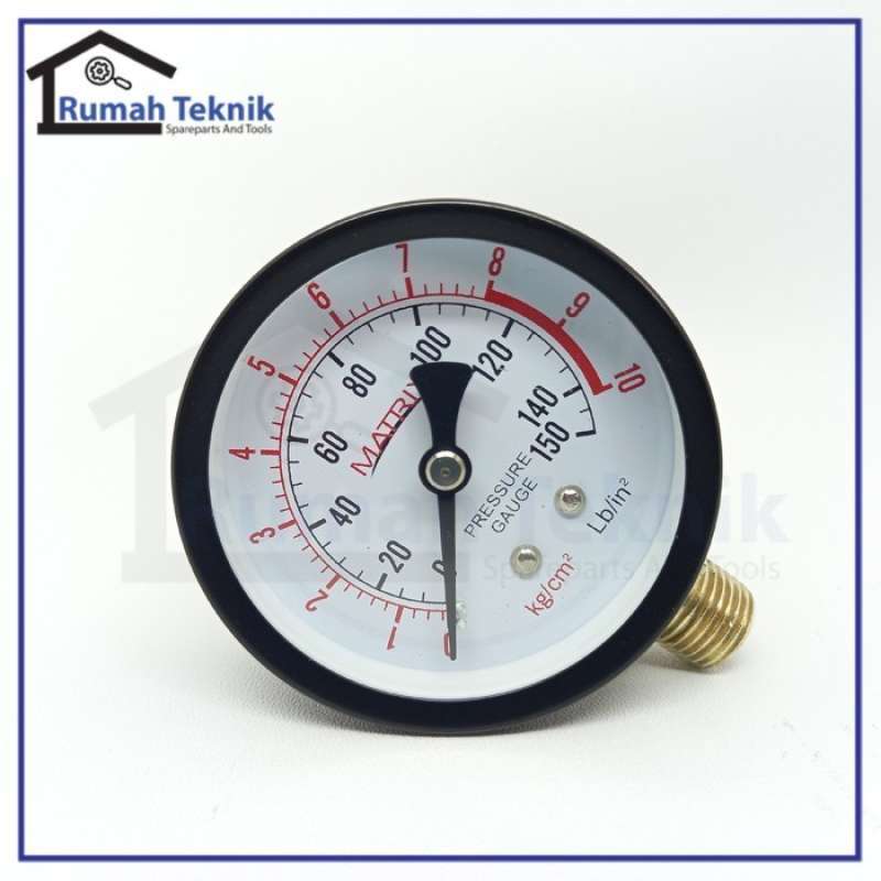 Jual Matrix Pressure Gauge Pengukur Tekanan Angin 2,5 Inch Drat 1/4 Inch 8 Bar di Seller Rumah ...