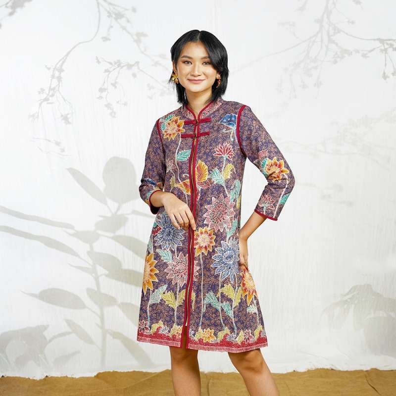 Jual NONA RARA-Cindy Encim Remekan D0358,Baju dress kerja batik wanita ...