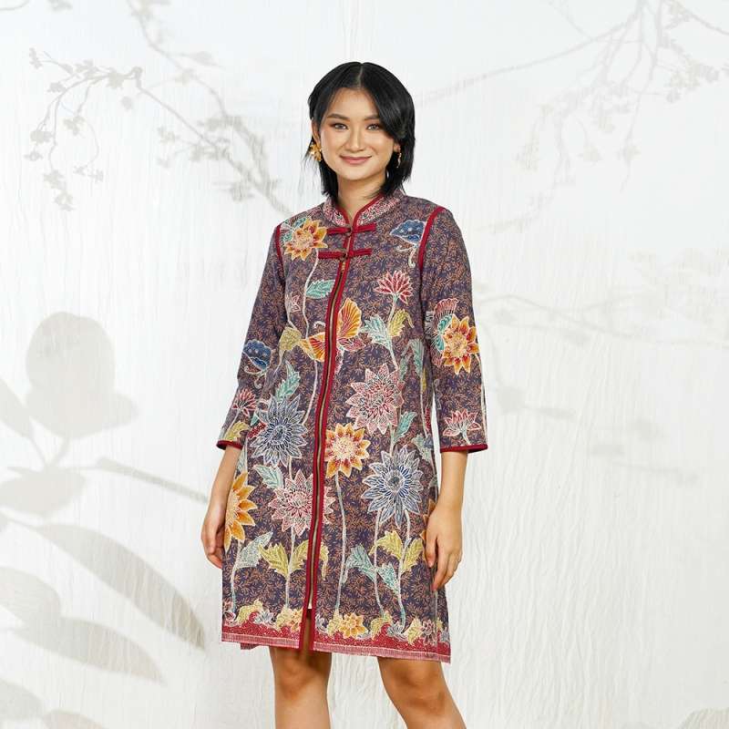Jual NONA RARA-Cindy Encim Remekan D0358,Baju dress kerja batik wanita ...