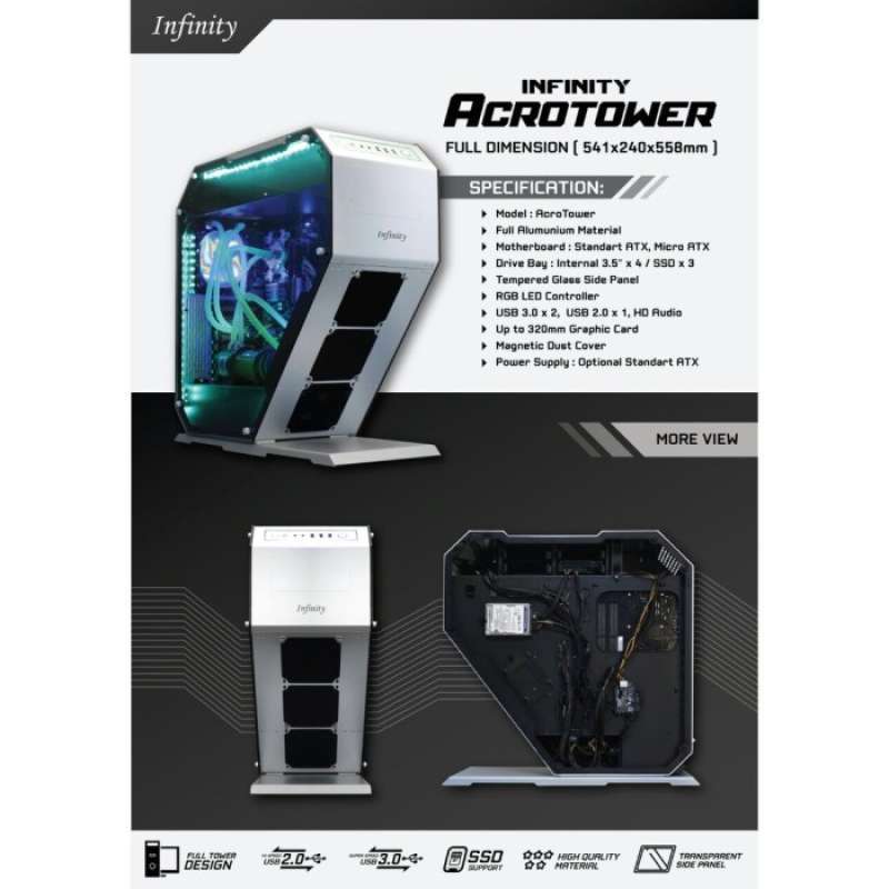 Jual Murah Casing Komputer PC CPU INFINITY ACROTOWER -Full Alumunium di ...