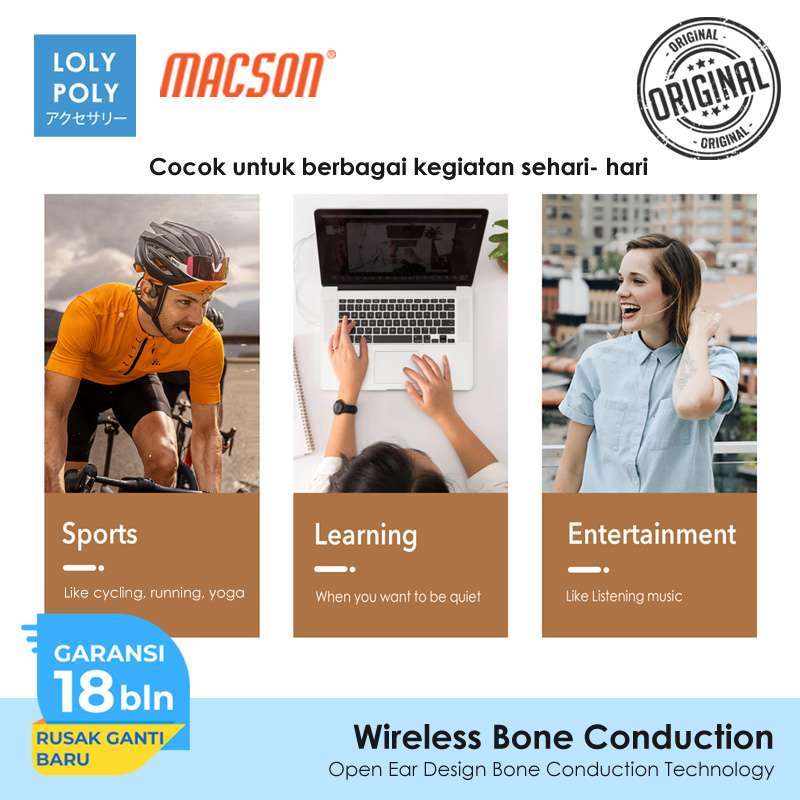 Jual Lolypoly Earphone Wireless Bone Conduction Sports Running Di ...