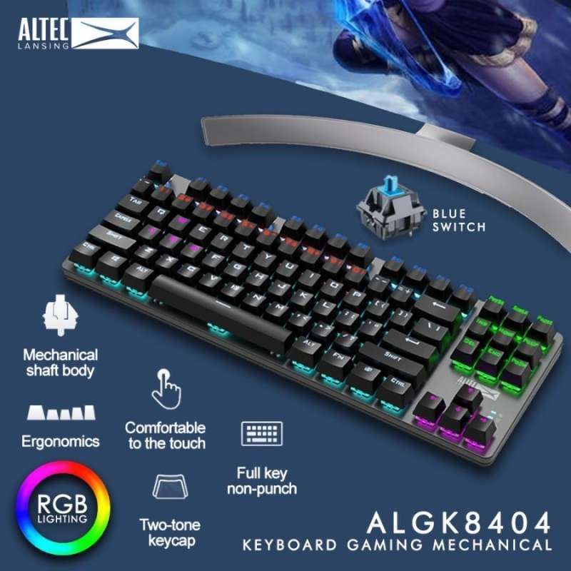 Jual Keyboard Gaming Mechanical TKL Altec Lansing ALGK-8404 RGB-Blue ...