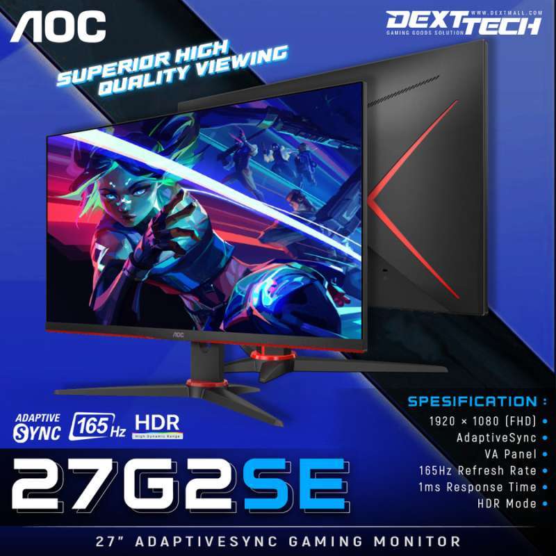 Jual Aoc 27g2se 27 Inch Adaptivesync Va Fullhd 165hz Gaming Monitor Di ...