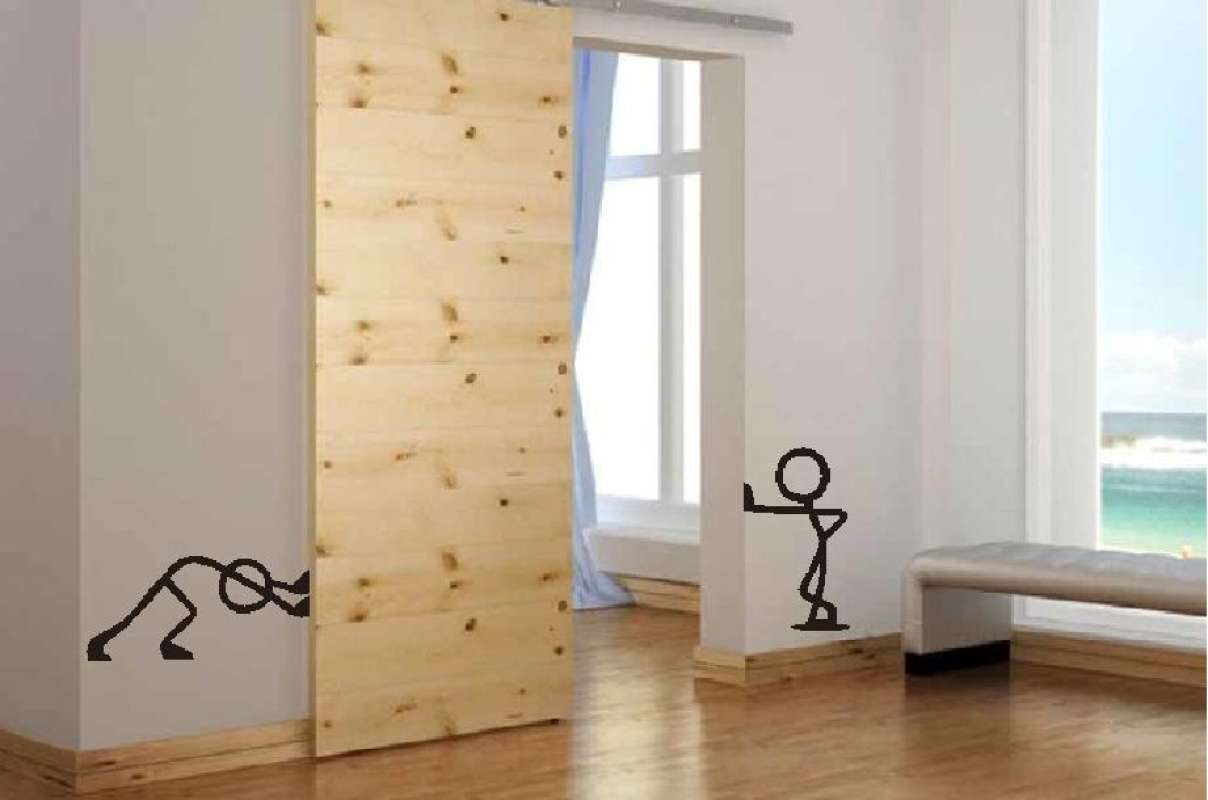 Jual Wall Stiker Orang Dorong Lucu Hiasan Dinding Sticker Kaca Cafe ...