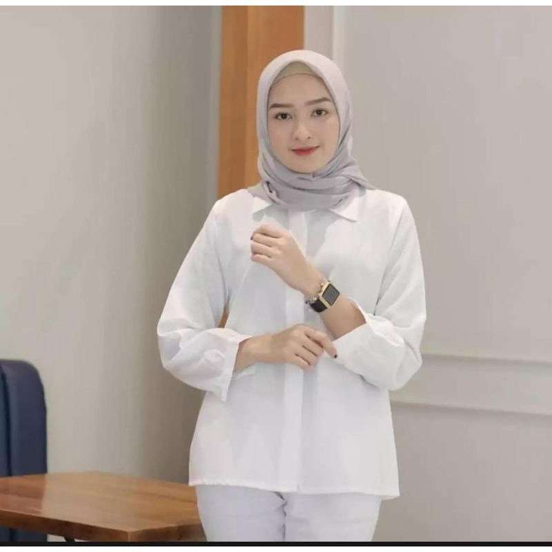 Jual Kemeja Kerja Wanita / Kemeja Putih Formal Wanita / Kemeja Polos ...