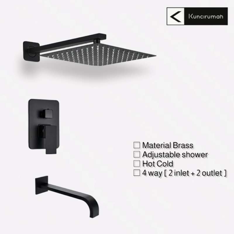 Promo Wall Shower Set Hitam / Shower Kran Tanam Bathtub Panas Dingin Black Diskon 10% di Seller ...