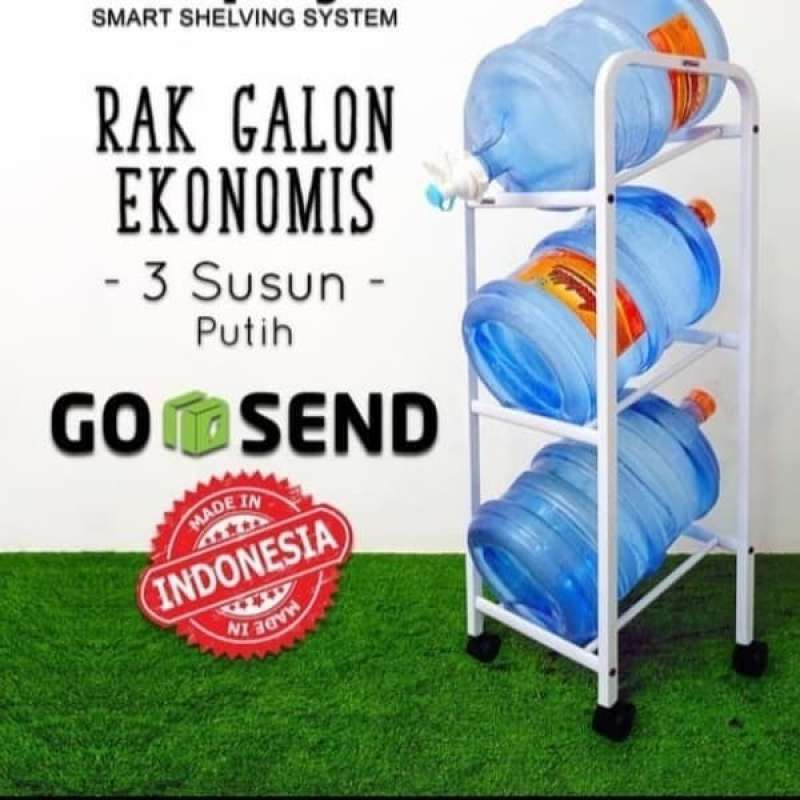 Promo rak galon susun 3 tingkat / rak aqua 3 tingkat besi beroda ...