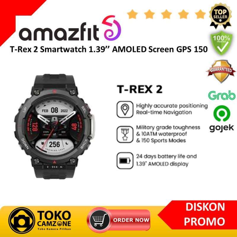 Promo Amazfit T-Rex 2 Smartwatch Jam Tangan Military Grade -BLACK ...
