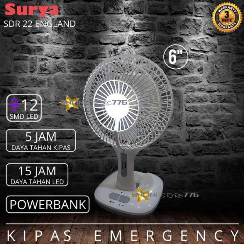 Jual Kipas Angin Portable Lampu Emergency 6 inch Charge ARASHI England ...