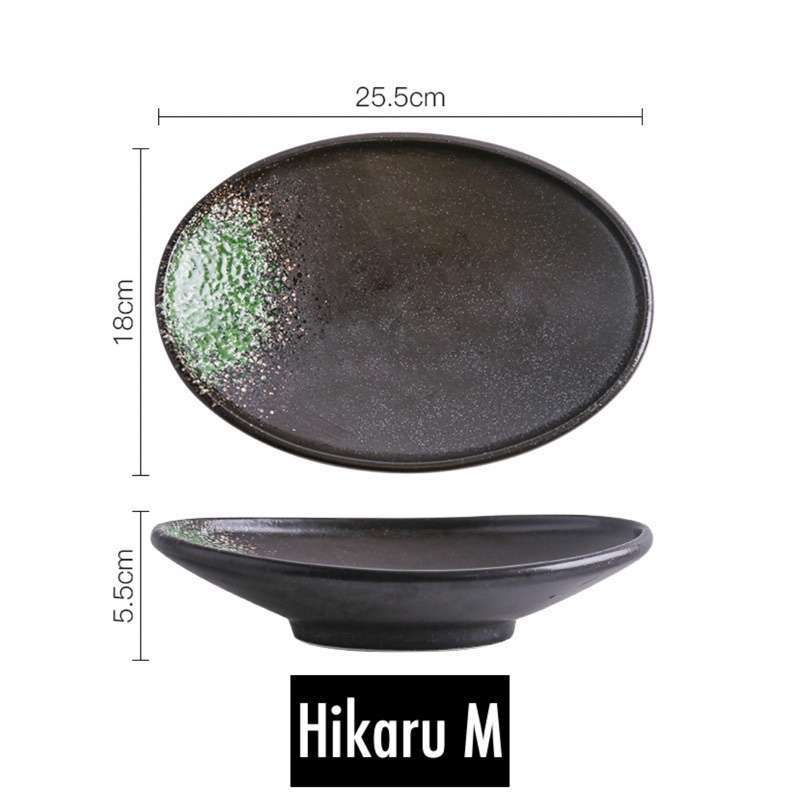 Jual Japan Series Oval Plate Piring Hitam Oval Keramik Tebal Jepang Di ...