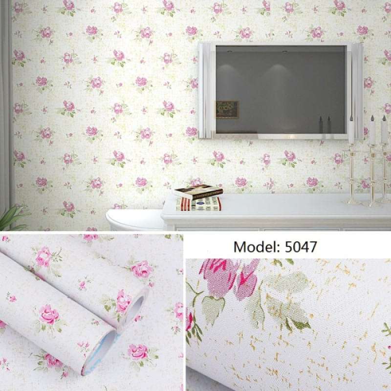 Promo Wallpaper Dinding Motif Bunga Kecil Dasar Putih 10m x 45cm Diskon ...