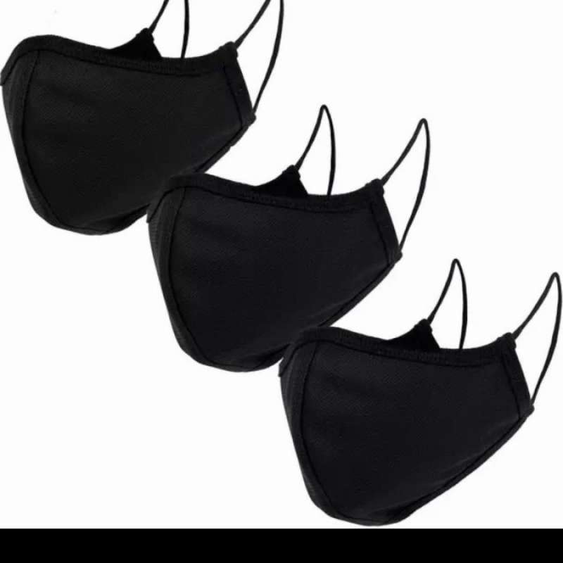 Promo Masker Dewasa Hitam Polos / Masker Kaib Karet Kuping - Hitam ...