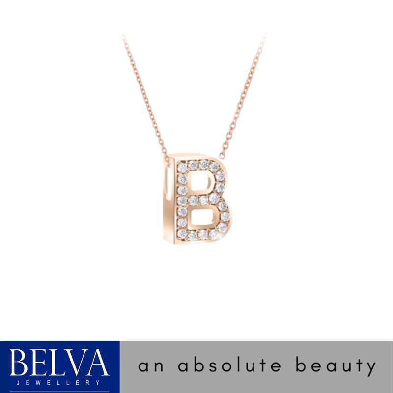 Jual Liontin Berlian Inisial - Liontin Huruf - Rose Gold - Huruf E di ...