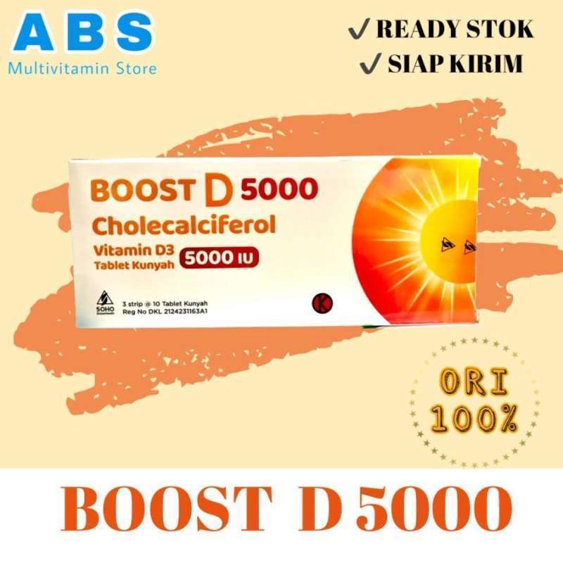 Jual Boost D 5000 iu box isi 30 tablet kunyah chewable vitamin d3 di Seller Apotek Berkah Sehat ...