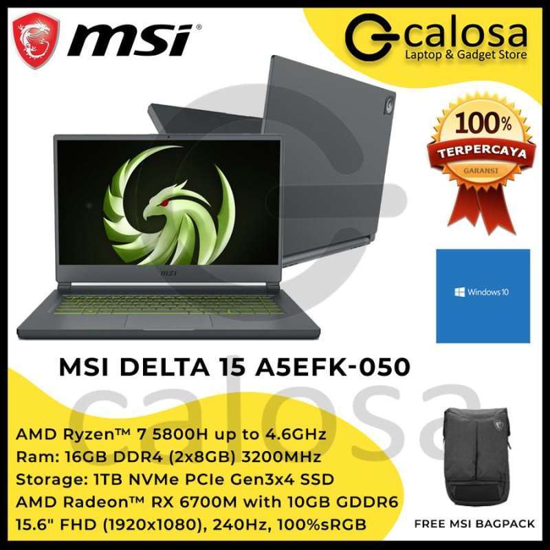 Jual MSI Delta 15 A5EFK 050 Ryzen 7 5800H RAM 16GB SSD 1TB RX6700M ...
