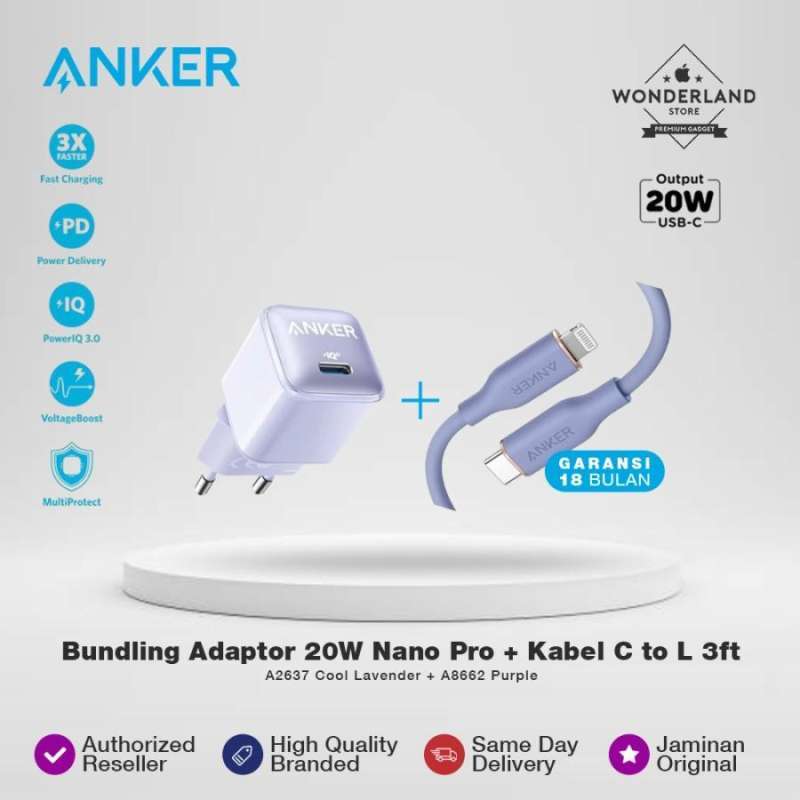 Jual Anker Bundling Adaptor 20w Nano Pro 511+kabel Data Mfi Usb-c ... Jual Anker Bundling Adaptor 20w Nano Pro 511+kabel Data Mfi Usb-c ...