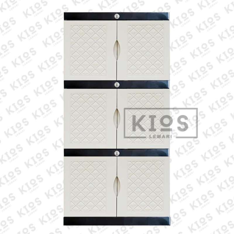 Jual Lemari Baju Plastik Rak Pakaian 3 Susun Tingkat Mini Full Kunci AQ ...