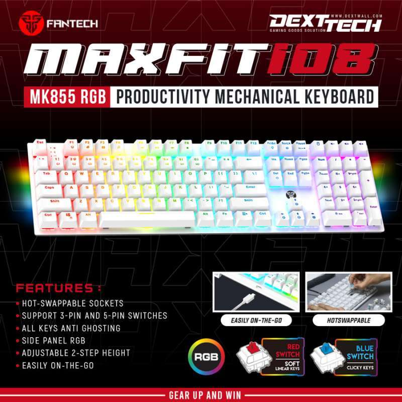 Jual Fantech MAXFIT108 MK855 RGB Hotswap Mechanical Gaming Keyboard - BLUE SWITCH di Seller DEXT ...