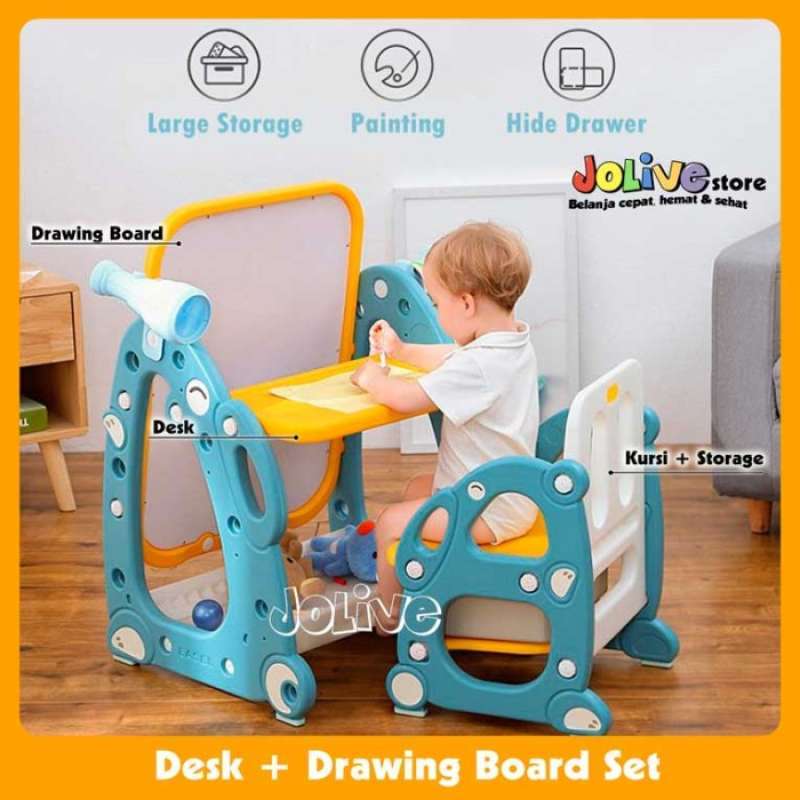 Promo Meja Belajar Anak Papan Tulis Gambar Desk Drawing White Board ...