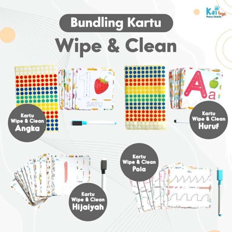 Jual Bundling Kartu Wipe And Clean 74 Kartu / Flashcard Angka Huruf ...