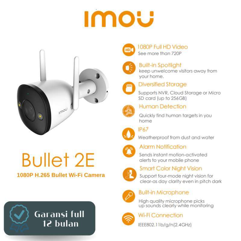 Jual IMOU Bullet 2 Smart IP CCTV Full Colour Night Vision Outdoor WiFi ...