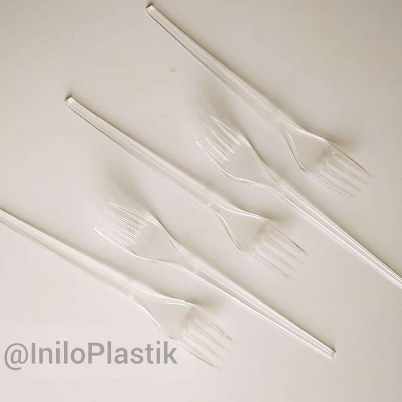 Promo Garpu Plastik DM / Garpu Makan Plastik Bening [50pcs] Diskon 6% ...