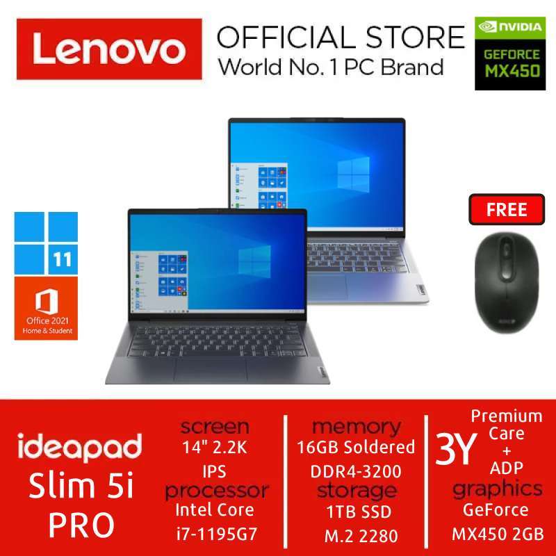 Jual Lenovo IdeaPad Slim 5i Pro MXID MWID Core I7 1195G7 16GB 1TB SSD MX450 2GB Win 11 Home