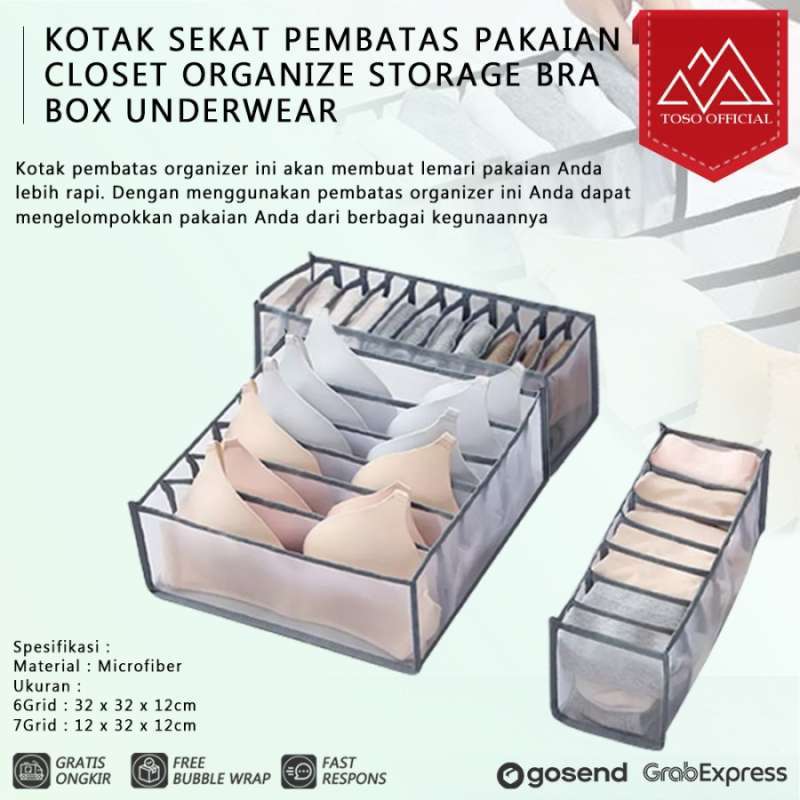 Jual KOTAK SEKAT PEMBATAS PAKAIAN CLOSET ORGANIZE STORAGE BRA BOX ...