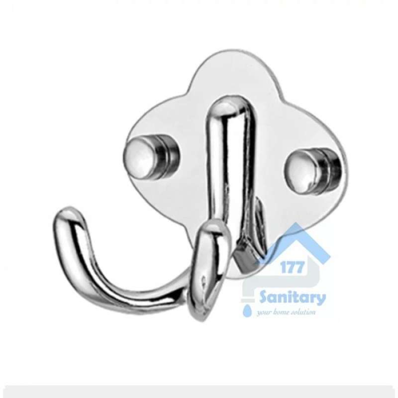 Promo kapstok stainless 2 kait single/ cantolan gantungan baju hanger ...