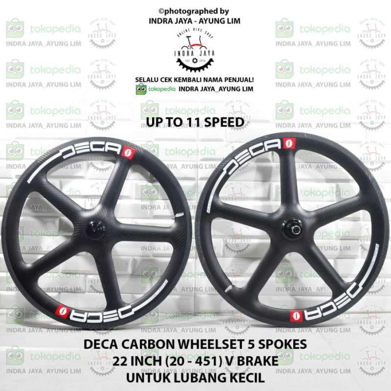 Jual DECA V BRAKE WHEEL SET CARBON 5 SPOKE 20-451 Atau 22 Inch di Seller INDRA JAYA BIKE - Kota ...