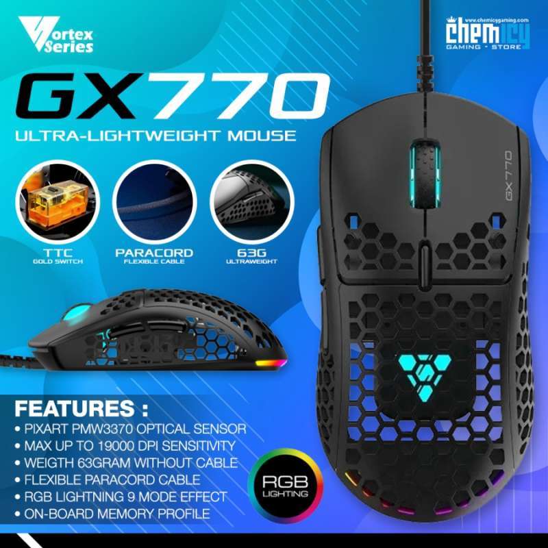 Jual Vortex Series Gx770 / Gx-770 Rgb Ultra-lightweight Gaming Mouse Di ...