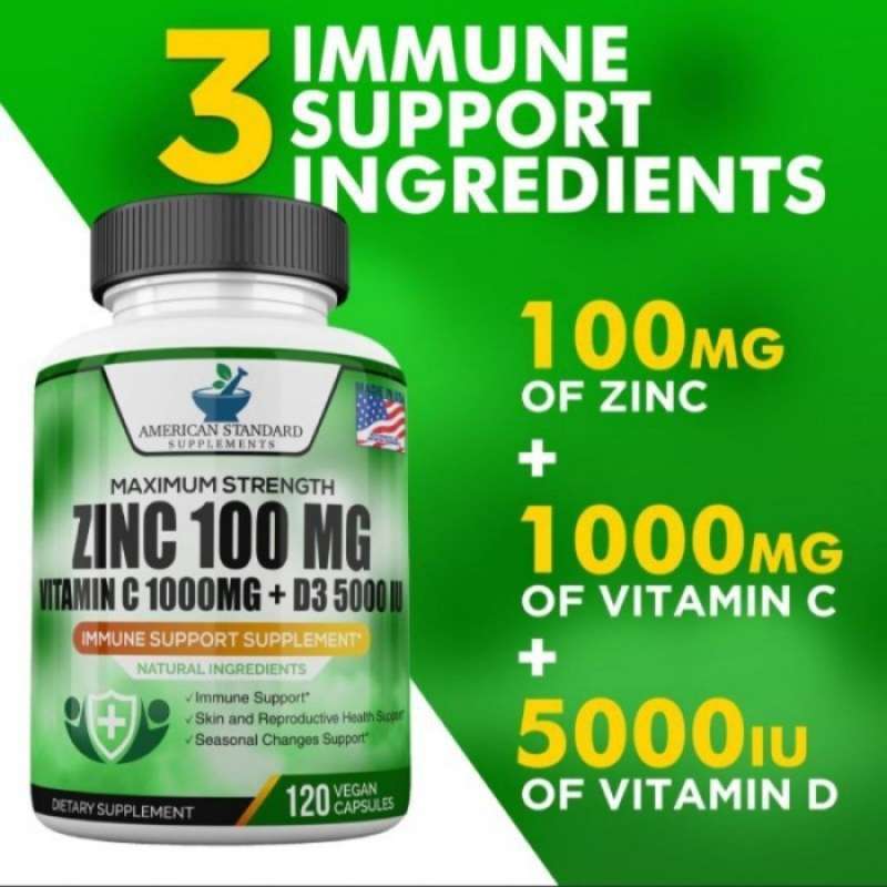 Jual Zinc 100 Mg Vitamin C 1000 Mg 5000 Iu American Standard Supplement Di Seller Afifah Tick ...