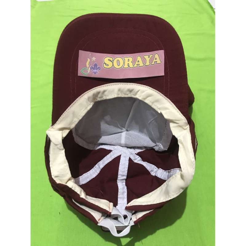 Jual Topi SD Merah Polos Bordir, Bahan Standar, Belakang Karet di ...