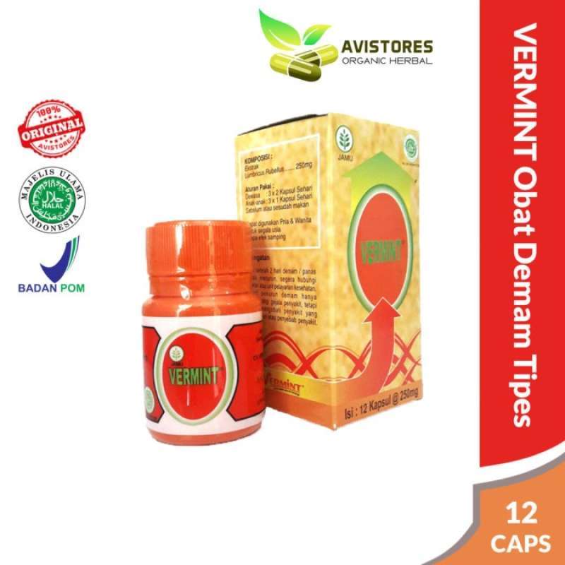Jual Vermint Vermin Obat Cacing Demam Panas Tipes Typus 12 Kapsul Di ...