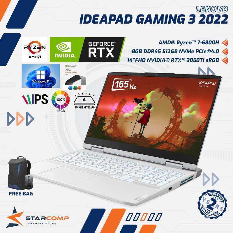 Jual LENOVO Ideapad Gaming 3 Ryzen 7 6800H 8GB 512GB RTX3050Ti 165Hz ...