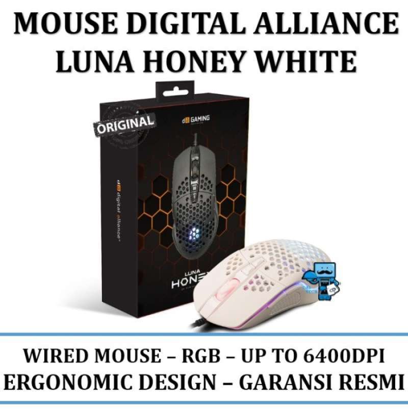 Promo Mouse Gaming Digital Alliance Luna Honey RGB - White Diskon 23% ...